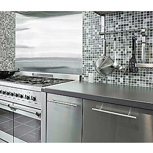 UPREDO Thick Metal Look Stainless Steel Adhesive Metallic Shelf Liner Decorative Paper Vinyl Film Backsplash Cover 15.8in by 100in (Silver Metal)