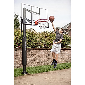 Silverback 60" In-Ground Basketball System with Adjustable-Height Tempered Glass Backboard and Pro-Style Breakaway Rim