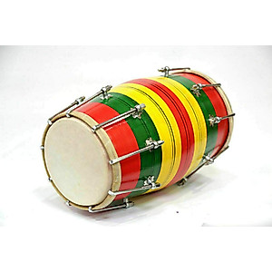 Generic IndienKultur Musical Instrument Wooden Nut & Bolt Small Size 12 Inch Baby Dholak For Kids