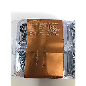 Everbilt 164 Pcs Galvanized Zinc Plated Steel Cotter Pin Clip Assortment Combo Pack Kit Set Key Fastner -Small- 6 Different Sizes- Not Metric, Made for USA, with USA Sizes-Extended Prong