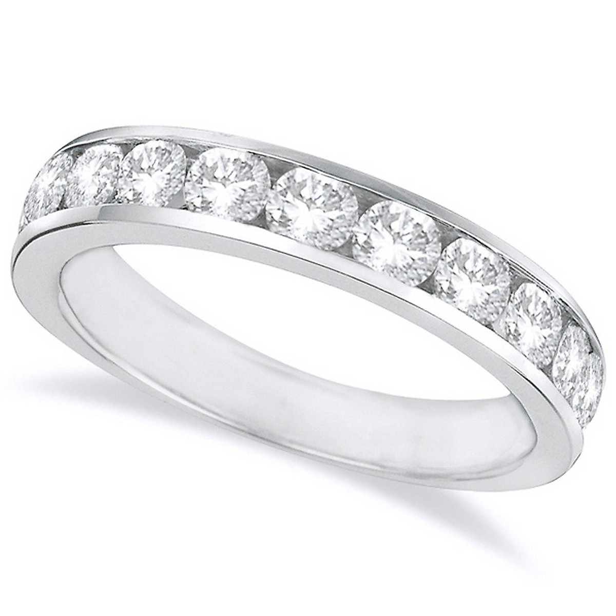 2 Carat (ctw) 14K White Gold Round Diamond Ladies Channel Set Half-Way Semi-Eternity Wedding Anniversary Stackable Ring Band Ultra Premium Collection