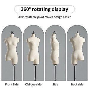 Female Mannequin Dress Body Form, Adjustable Height 183-227cm & Movable Universal Wheel Manikin Body, Straight or Angled Pins Available, Mannequin Torso for Sewing Clothing Jewelry Display