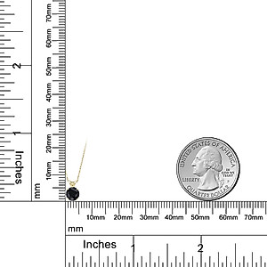 Gem Stone King 14K Yellow Gold Round 5MM Gemstone Birthstone Solitaire Pendant Necklace | Gold Necklace for Women | With 18 Inch Gold Chain