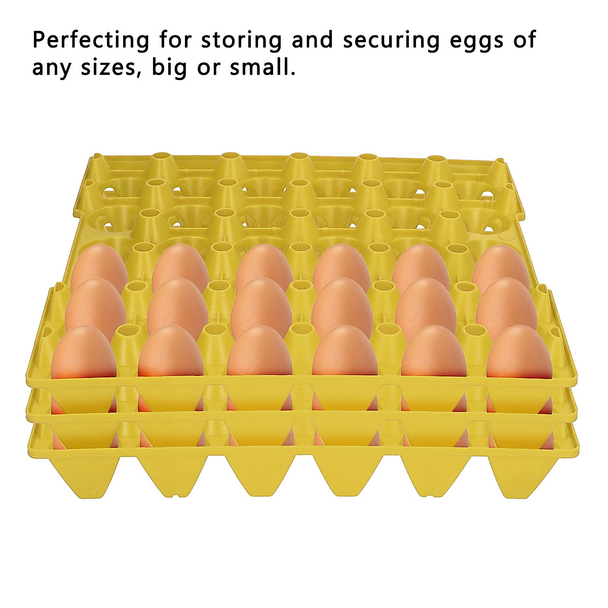 Egg Crates, 30 Cell Plastic Egg Tray Sturdy 5PCS for Hennery for Farm(yellow)