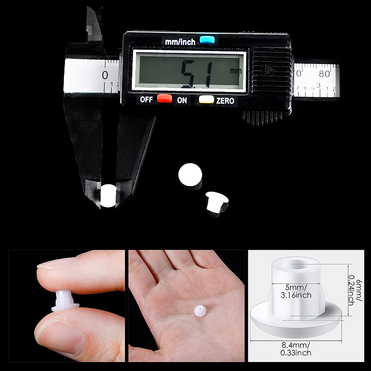 Jetec 300 Pieces 3/16" Plastic Plugs for Round Hole, Screw Cap Drilling Cover Button Plugs for in Furniture Cabinet Cupboard Shelves