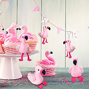 Jexine 9 Pieces Mini Stuffed Animal Plush Stuffed Doll Cute Small Stuffed Animal Hanging Ornaments Party Supplies Favors for Gifts Hawaiian Summer Beach Luau Party 5 Inch(Flamingo)