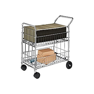 Fellowes Chrome-Plated Steel Wire Mail Cart with Upper and Lower Baskets (40912)