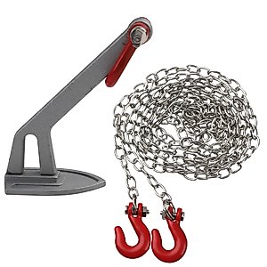 HIRCQOO 1/10 RC Decorations Accessories Mini Metal Trailer Chain with Tow Hook & Winch Anchor Compatible with Traxxas TRX-4 Tamiya CC01 Axial SCX10 Wraith D90 Redcat HSP 1/10 RC Crawler Truck
