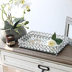 Elegant Designs HG1010-CHR Elipse Crystal Decorative Mirrored Jewelry or Makeup Cosmetic Perfume Vanity Organizer Tray, Chrome