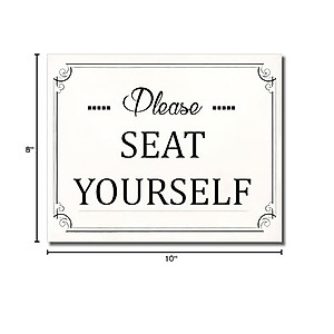 BigWig Prints Funny Bathroom Wall Art - Please Seat Yourself Poster Set, Humorous Restroom Decor for Home or Office, Unique Bathroom Artwork - Unframed Set of 2 (8x10)