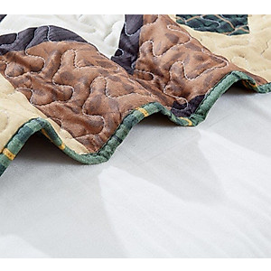 Quilted Throw Blanket by Virah Bella - 50" x 60" Four-Point Lodge Lightweight Throw Quilt Great for Loungers & Extra Bedding - Beautiful Lodge-Themed Blanket