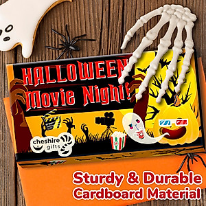 Cheshire Gifts Halloween Party Supplies For Movie Night 36pcs - Popcorn Bags 24ct & Movie Night Snack Trays 12ct - Halloween Party Decorations, Halloween Party Favors, Halloween Decor