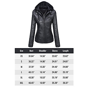 Tanming Women's Womens Hooded Faux leather Jackets (Medium, Black)