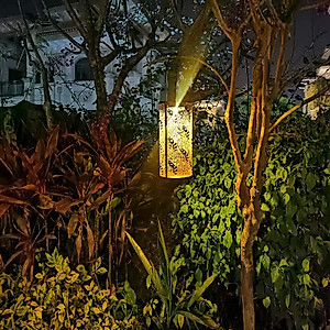 FLJZCZM Solar Lanterns Lights Outdoor Lantern Hanging Garden Metal Retro Light Battery Table Lamp Decorative Yard Camping Waterproof Yellow