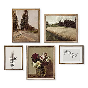 Vintage Boho Wall Art & Decor - Neutral Wall Print for Farmhouse Bathroom Kitchen Bedroom - Nature Flower Sketch Posters Picture for Room Decor, French Country, Cottagecore Aesthetic, Botanical Sketch