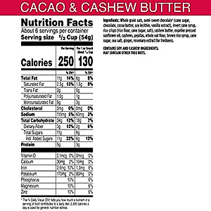 Bear Naked Granola Cereal, Whole Grain Granola, Breakfast Snacks, Cacao and Cashew Butter Crunch (3 Bags)