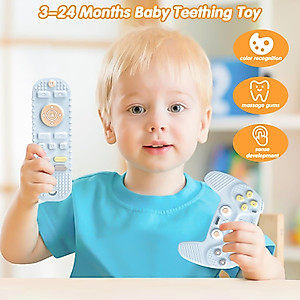 Remote Teether for Pet 2 Pack Baby Remote Control Toy Baby Teething Toys for Babies 0-6,6-12,18 Months,BPA Free Silicone Baby Teether Toys for Infant Toddlers Teething Relief Chew Toys Set,6m+