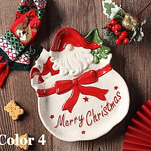 Hand-Painted Ceramic Christmas Santa Claus Plates Breakfast, Dessert, and Snack Dishes Christmas Tableware Gift (4)