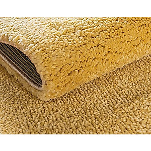Unique Loom Solo Collection Solid, Plush, Kids, Modern Area Rug, 5 ft x 7 ft 7 in, Yellow