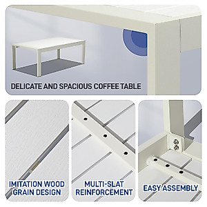 VINGLI Outdoor Furniture 4 Pieces Modern Aluminum Patio Furniture Set, Patio Sofa Set Outdoor Patio Conversation Sectional Set for Lawn, Garden, Backyard (White)