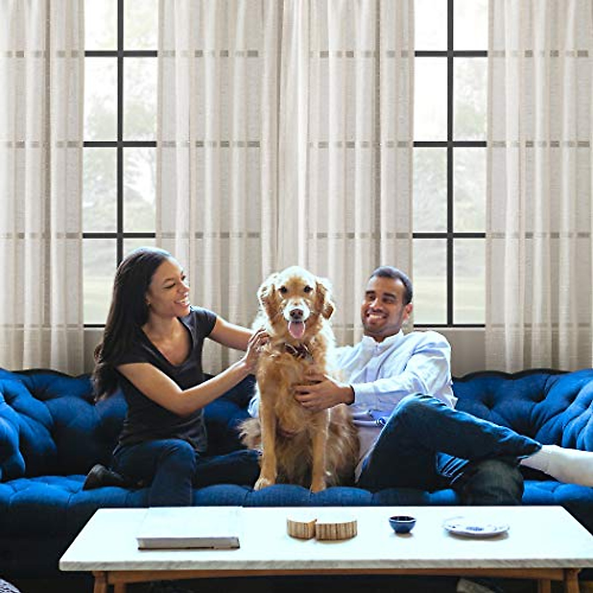 Clean Window Textured Slub Stripe Anti-Dust Allergy/Pet Friendly Sheer Curtain Panel, 52" x 95", Gray