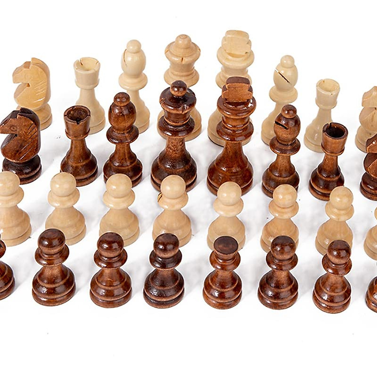 Wowwoody 4 King Height Wooden Chess Pieces (32+2 Extra Queens) Wooden Chess Pieces Tournament Staunton Wood Chessmen Pieces Only, Chess Game Pawns Figurine Pieces, Includes Storage Bag(11056)