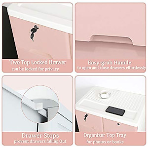 Nafenai Plastic Drawers Dresser,Storage Cabinet with 6 Drawers,Closet Drawers Tall Dresser Organizer for Clothes,Playroom,Bedroom Furniture, Pink