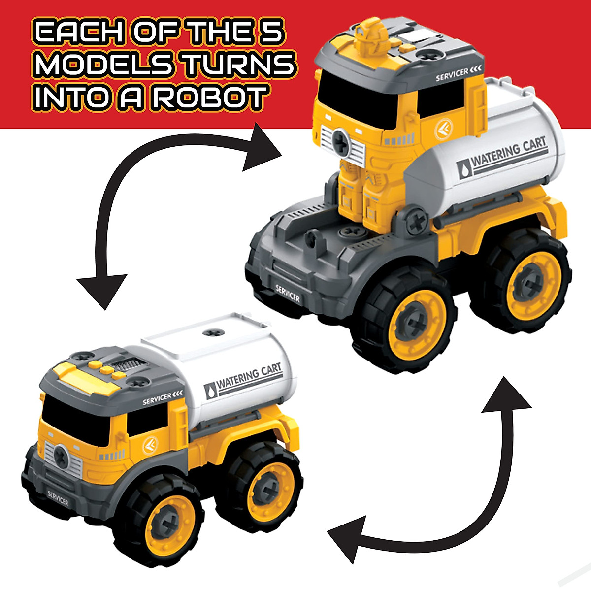 5-in-1 Take Apart Construction Toys and DIY Engineering Playset with Remote Control and Electric Screwdriver. For Toddler Boys Kid Child who loves tools and construction equipment. 3 4 5 6-Year-Olds.