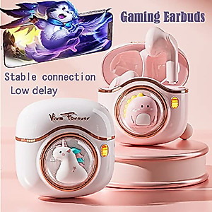 Pink Wireless Earbuds for Kids Women Workout Headphones Cute Earbuds Kawaii for Girls Pinkairpods for Small Ears Women Gaming Earbuds Small Tiny Mini Micro Pink Earphones Headphones Birthday Gift