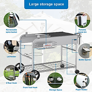 Grill Table for Weber 22" &18" Original Kettle, for Weber Grill Table, Stand Cart for JumboJoe Master-Touch Charcoal Outdoor Prep Performer Charcoal Accessories for Outside
