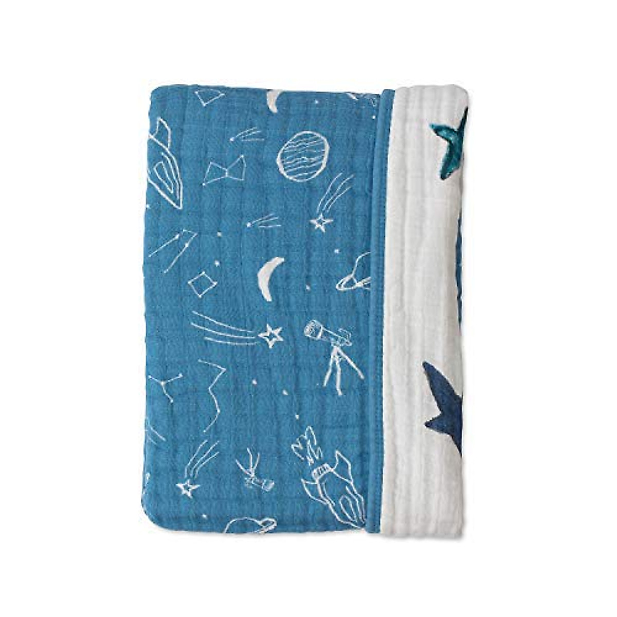 Red Rover Kids Cotton Muslin Quilt – 44” x 44”- 100% Cotton – Machine Washable – Softer with Every Wash – Playful Designs - Lightweight, Breathable Layers – Unisex (Sun Moon Stars)