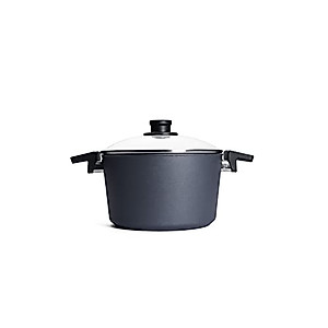 Woll Lite Light/Plus Diamond Reinforced Nonstick Scratch Resistant Cast Aluminum Cookware Stockpot with Lid 5.2 Quart, 9 1/2-Inch Diameter, 9-1/2", Gray