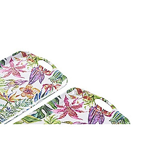 Blue Boat 16.5" x 11.5" Rectangular Melamine Serving Tray Set of 2 Floral, Light Weight Easy to Clean Sturdy Stackable Serving Tray with Handle, Fruit, Snacks, and Desserts Trays, TV Trays