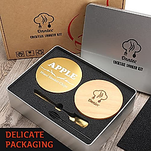 Onntec Smoked Cocktail Kit with Apple Wood Chips,Old Fashioned Chimney Drink Smoker for Whiskey,Wine,Bourbon