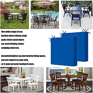 LFNOONE Kitchen Chair Cushions Set of 4 Garden Patio Seat Cushions 16"X16"X2"Square Patio Chair Pads,Zipper Design,High-Density Sponge Filling,for Outdoor Chair/Dining Chair/Patio seat Cushions/Blue…