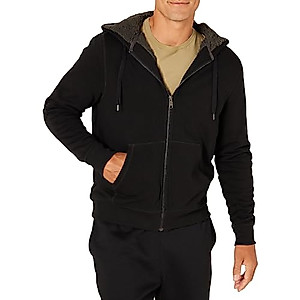 Amazon Essentials Hoodie For Men, Sherpa-Lined Full-Zip Fleece Sweatshirt, XX-Large, Color: Black