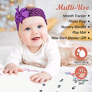 Tatuo Baby Monthly Milestone Blanket Baby Photo Blanket for Newborn Baby Shower Weekly and Monthly Blanket for Baby Pictures Includes Headband Floral Wreath and Frame 40 x 30 Inches