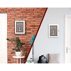 VELISTA Wooden Key Box for Wall, Vintage Wood Wall Mounted Key Holder, Key Organizer, Rustic Key Cabinet, Key Storage with 6-Hooks, Entryway Organizer, Vintage Decor, Housewarming Gift (White)