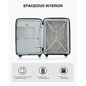 LUGGEX White Luggage Sets 3 Piece with Spinner Wheels - Expandable Carry on Suitcase Set of 3 - Travel Lightweight Luggage Sets 3 Piece without USB Port