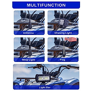 ZIDIYORUO Whip Light Mounts for ATV, Quad ATV Light Mounts Fit 0.875", 1", 1.125" Rack Bars and Bandlebars, Adjustable ATV Mount Made of Alloy Aluminum, Easy Installation (2 pcs Black)