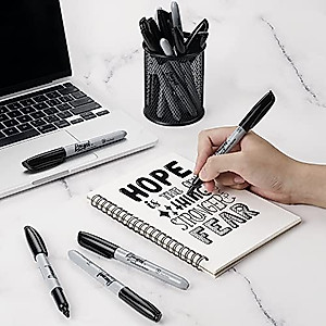 LAZGOL Permanent Markers Bulk, 32 Pack Black Permanent Marker Set, Fine Tip, Waterproof Markers, Premium Smear Proof Pens, Waterproof, Quick Drying, Office Supplies for School, Office, Home