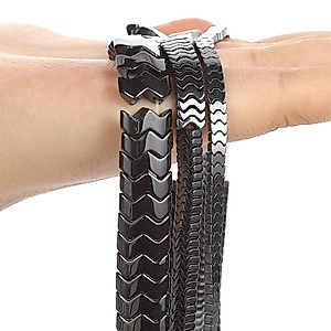 NHBT YU Natural Stone Beads W-Shaped Black Hematite Beads Round Loose for Jewelry Making DIY Bracelet Accessories T87 (Color : 5x4mm about129pcs)