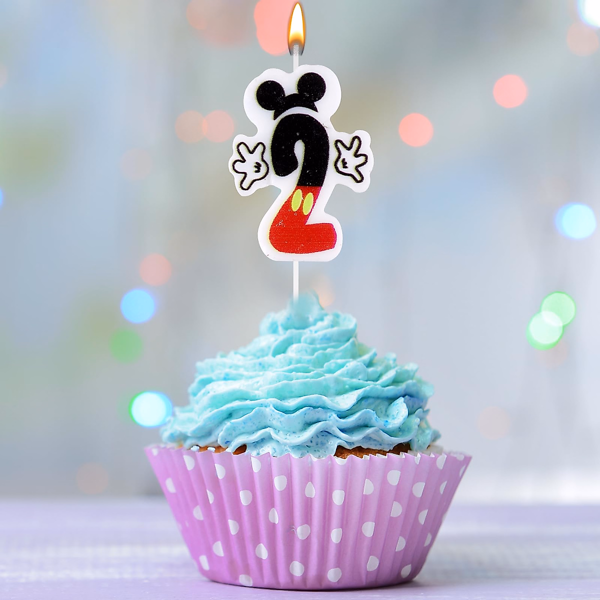 Mouse 2nd Birthday Candle, Mouse Number 2 Cake Candle Birthday Cake Topper for Mouse 2nd Birthday Party Decorations