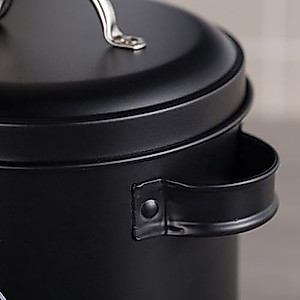 Easnea Potato, Onion & Garlic Kitchen Storage Canisters, Kitchen Vegetable Storage Tins, Rustic Farmhouse Containers, Kitchen Pantry Organizer Tin for Counter Home Kitchen (Black L)