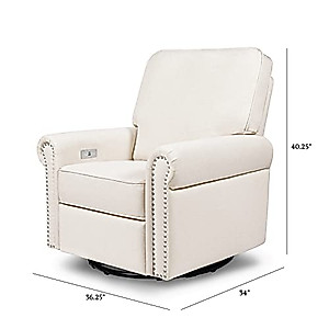 Namesake Linden Electronic Recliner and Swivel Glider with USB Port in Performance Cream Eco-Weave, Water Repellent & Stain Resistant, Greenguard Gold & CertiPUR-US Certified