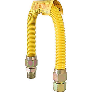 Easyflex Yellow Coated Stainless Steel 3/4" MIP x 3/4" FIP Full Flow (1" OD) Gas Flex Connector (18")
