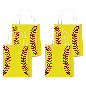 18 Pcs Softball Party Favors Gift Bags - Softball Goodie Bags Favors for Kids Adult Team - Softball Theme Birthday Party decoration bags - Supplies Paper Bag with Handle - Softball Paper Bags.