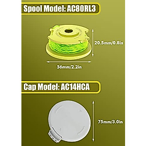 AC80RL3 String Trimmer Replacement Spool Line .080 Inch Twisted Line and Spool for Ryobi One Plus+ 18v 24v 40v Cordless Trimmers Weed Eater Auto-Feed Spool Line Refill 11ft（8+2 Pack）