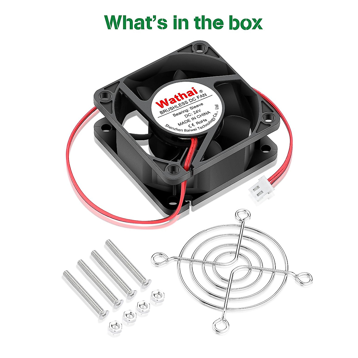 Wathai 60mm x 25mm 24V Case Fan 2Pin DC Brushless for DIY Exhaust Cooling Project