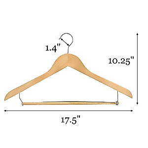 Tosnail 8 Pack Wooden Suit Coat Hangers with Locking Bar, Wood Hanger Pants Clothes Hanger - Flat Construction for Saving Space